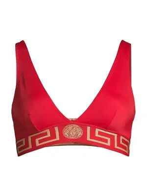 Versace Greca Triangle Bikini Top Red