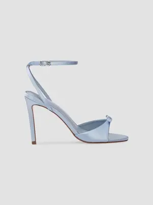 BLACK SUEDE STUDIO Albie 100mm Satin High Heel Sandals - Blue Fog