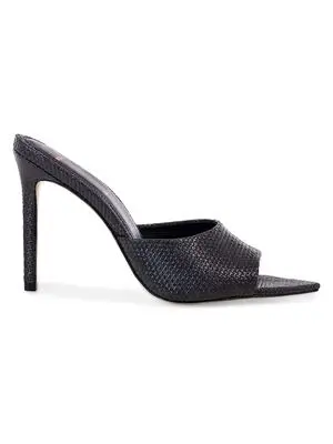 BLACK SUEDE STUDIO Women's Bella Raffia High Heel Mules - Raffia  - Black Raffia