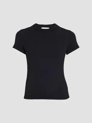 FRAME Rib-knit Crewneck T-shirt - Black