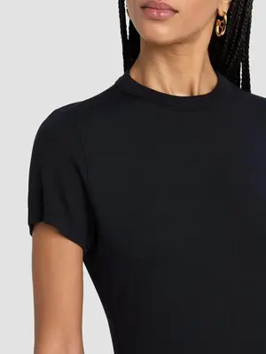 FRAME Rib-knit Crewneck T-shirt - Black