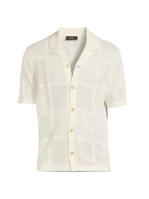 Vince Cotton Pointelle-knit Camp Shirt - Classic Cream