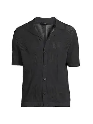 Vince Cotton Pointelle-knit Camp Shirt - Light Coastal