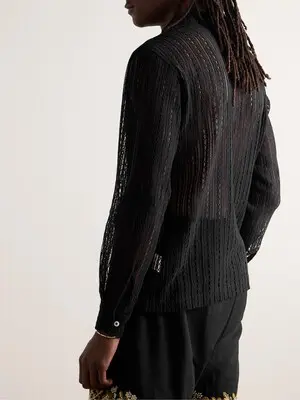 BODE Meandering Camp-collar Cotton-lace Shirt