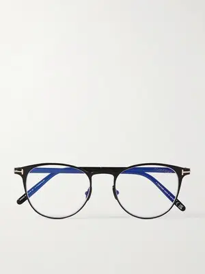 TOM FORD Round-frame Blue Light-blocking Optical Glasses - Black