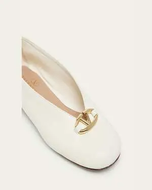 Valentino Garavani Vlogo Medallion Calfskin Ballerina Flats