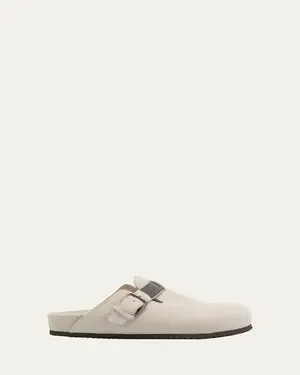 Brunello Cucinelli Brunello Cucinelli Suede Monili Buckle Mules - C9593 White