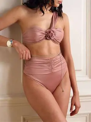 Magda Butrym Appliquéd Ruched Bikini Briefs - Pink