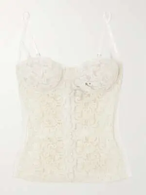 Kiki De Montparnasse Lola Embroidered Tulle Underwired Bustier Top