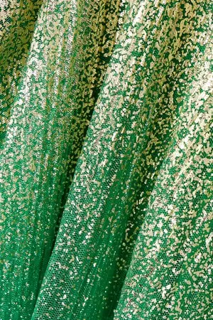 DIMA AYAD Metallic Plissé-tulle Gown And Cape Set - Green