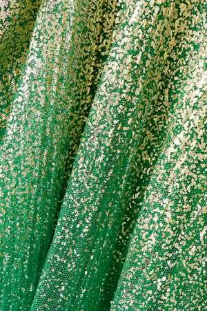 DIMA AYAD Metallic Plissé-tulle Gown And Cape Set - Green