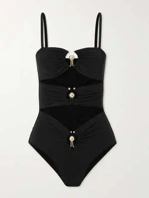 Christopher Esber Cutout Embellished Swimsuit - Black