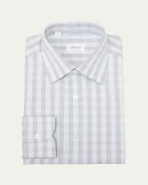 Brioni Ventiquattro Textured Check Dress Shirt - Aquablue | Editorialist