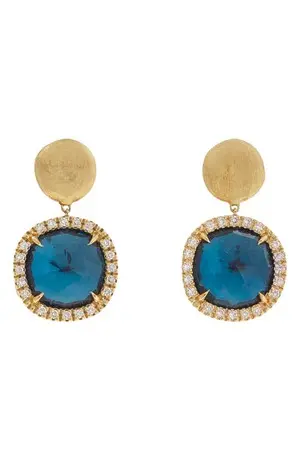 Marco Bicego London Blue Topaz And Diamond Drop Earrings In 18k Gold