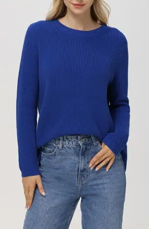 525 America 525 Emma High-Low Sweater Blue Jeans
