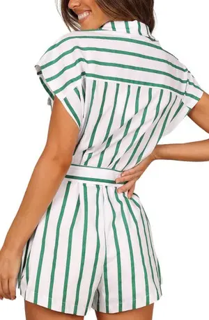 PETAL & PUP Addie Stripe Cotton Romper