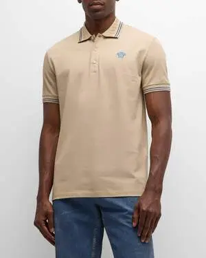 Versace Men & Apos;s Pop Medusa Tipped Polo Shirt Mastic