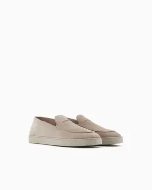 Giorgio Armani Suede Slip-ons - Beige