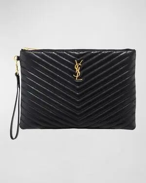 Saint Laurent Monogram Medium Pouch - Black