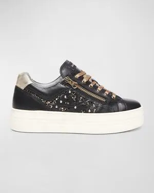 NEROGIARDINI Metallic Glitter Sneakers