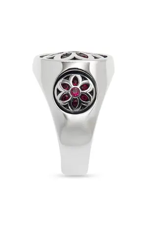 Good Art Hlywd Small Club Ruby Flower Signet Ring