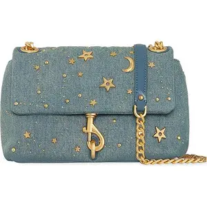 Rebecca Minkoff Edie Celestial Stud Quilted Denim Convertible Crossbody Bag