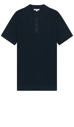 Onia Cotton Textured Knit Polo In Blue