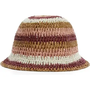 Mango Stripe Woven Straw Bucket Hat