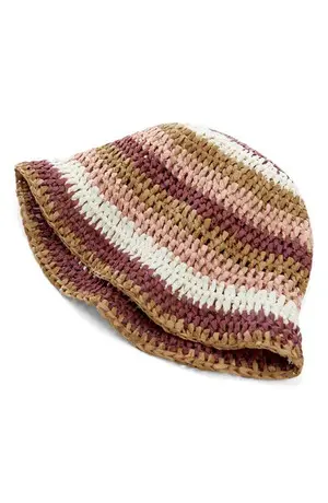 Mango Stripe Woven Straw Bucket Hat
