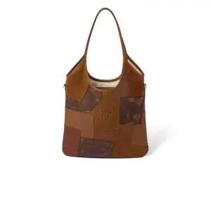 Miu Miu Ivy Leather Patchwork Bag - Cognac