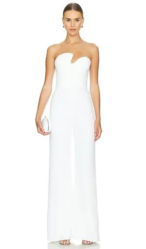 Amanda Uprichard Strapless Puzzle Jumpsuit Ivory