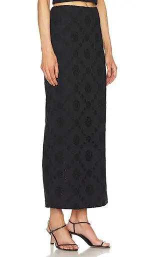 HELSA Eyelet Column Midi Skirt
