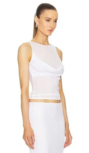 HELSA Sheer Knit Draped Top