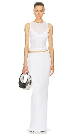 HELSA Sheer Knit Draped Top