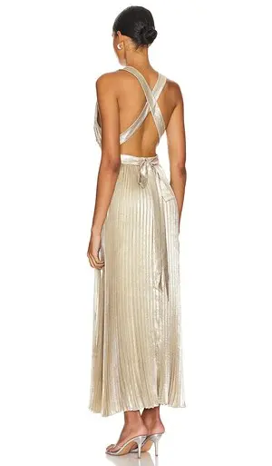 L'IDEE Pleated Metallic Gown