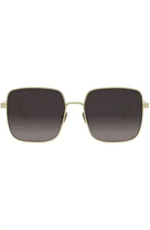 Dior Cannage S1u 59mm Square Sunglasses - Shiny Gold / Gradient Smoke