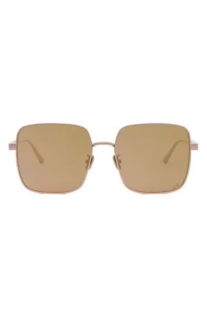 Dior Cannage S1u 59mm Square Sunglasses - Shiny Rose Gold / Roviex