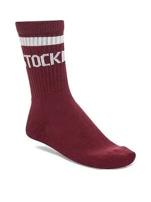 Pink Cotton Stripe Crew Socks Red