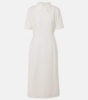 Oscar De La Renta Lace-trimmed Wool-blend Midi Dress