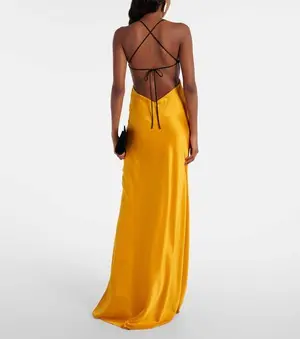 THE SEI Lace-trimmed Silk Satin Gown