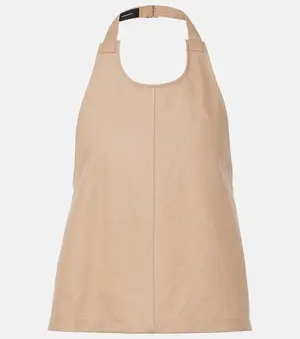 Wardrobe.NYC Halterneck Cotton-blend Top - Beige