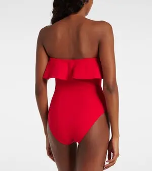 KARLA COLLETTO Ruffled Bandeau Swimsuit - Red
