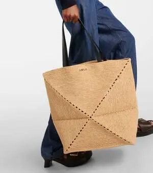 Loewe Puzzle Fold Xl Raffia Tote Bag