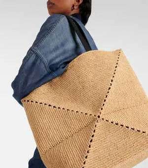Loewe Puzzle Fold Xl Raffia Tote Bag