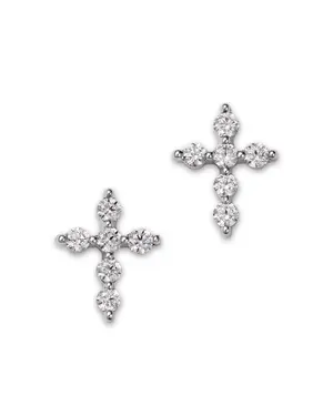 Bloomingdale'S 14k Gold Diamond Cross Stud Earrings