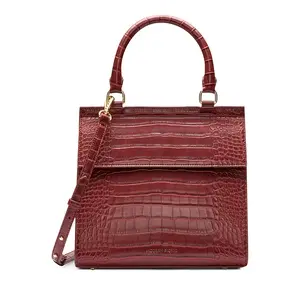 MODERN PICNIC The Faux Croc Embossed Luncher Dark Red