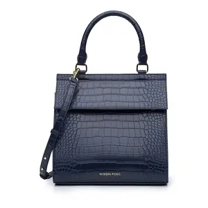 MODERN PICNIC The Faux Croc Embossed Luncher Navy