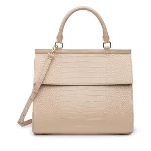 MODERN PICNIC Large Luncher With Croc Embossed Finish Light Beige