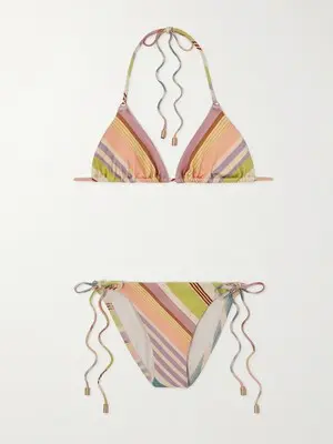 Zimmermann Halliday Striped Printed Bikini