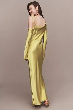 navy blue dress for baby girl Shona Joy Sofia Asymmetrical Long-Sleeve Satin Maxi Dress In Green - 29%  Off